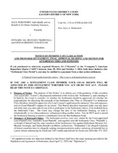 NOTICE OF PENDENCY OF CLASS ACTION AND PROPOSED SETTLEMENT, FINAL ...
